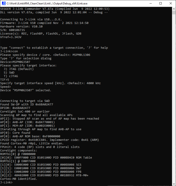 TI LP-MSPM0G3507 - SEGGER Knowledge Base