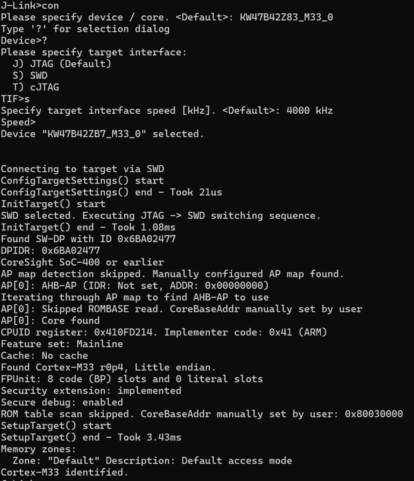NXP KW-MCXW-EVK-MB X-KW47-001-M10 - SEGGER Knowledge Base