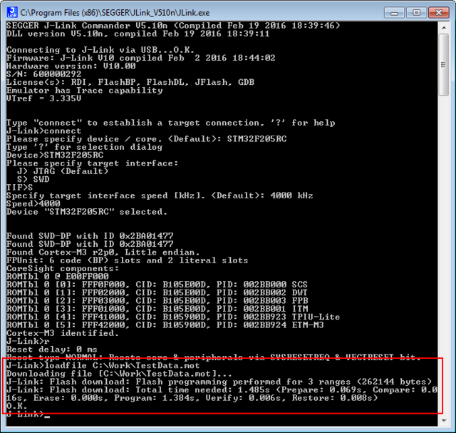 File:JLinkCommander FlashDownload.png - SEGGER Knowledge Base